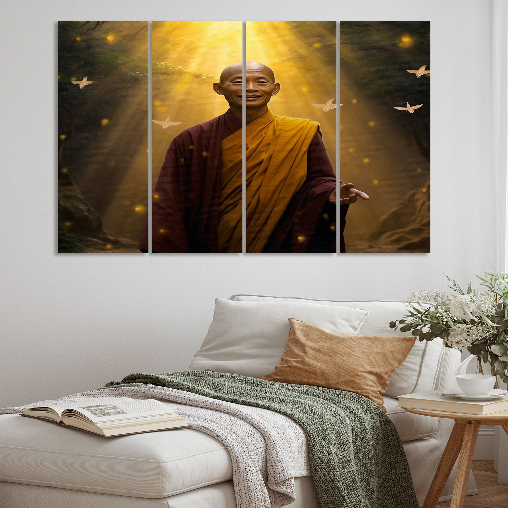 Bungalow Rose Buddhist Monk Enlightment - Meditation Canvas Art Print ...