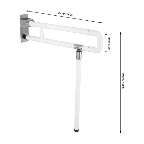 JOYDING 23.6" Toilet Grab Bar Foldable Drop Down Toilet Safety Rails ...