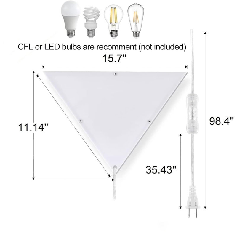 Ivy Bronx Triangle Corner Light with Acrylic Shade,Modern Corner Lights ...