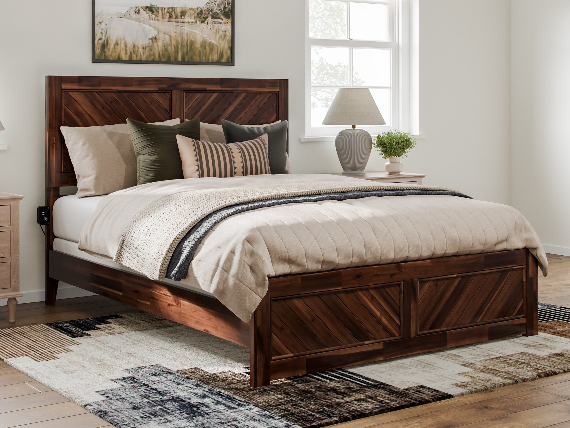Red Barrel Studio® Jeinny Solid Wood Platform Bed with Matching ...