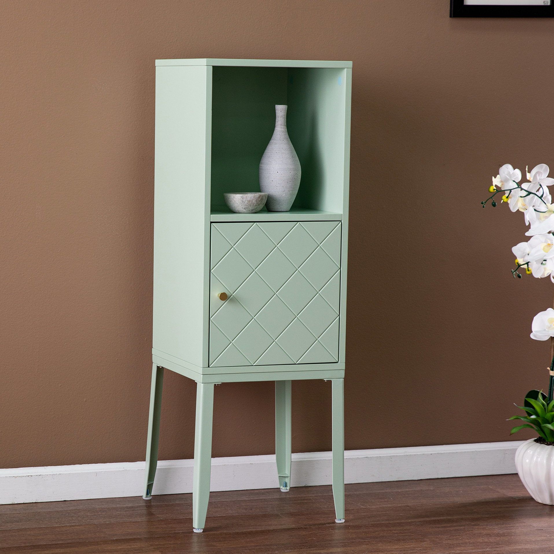 Ebern Designs Herzo Tall Storage Cabinet - Mint | Wayfair