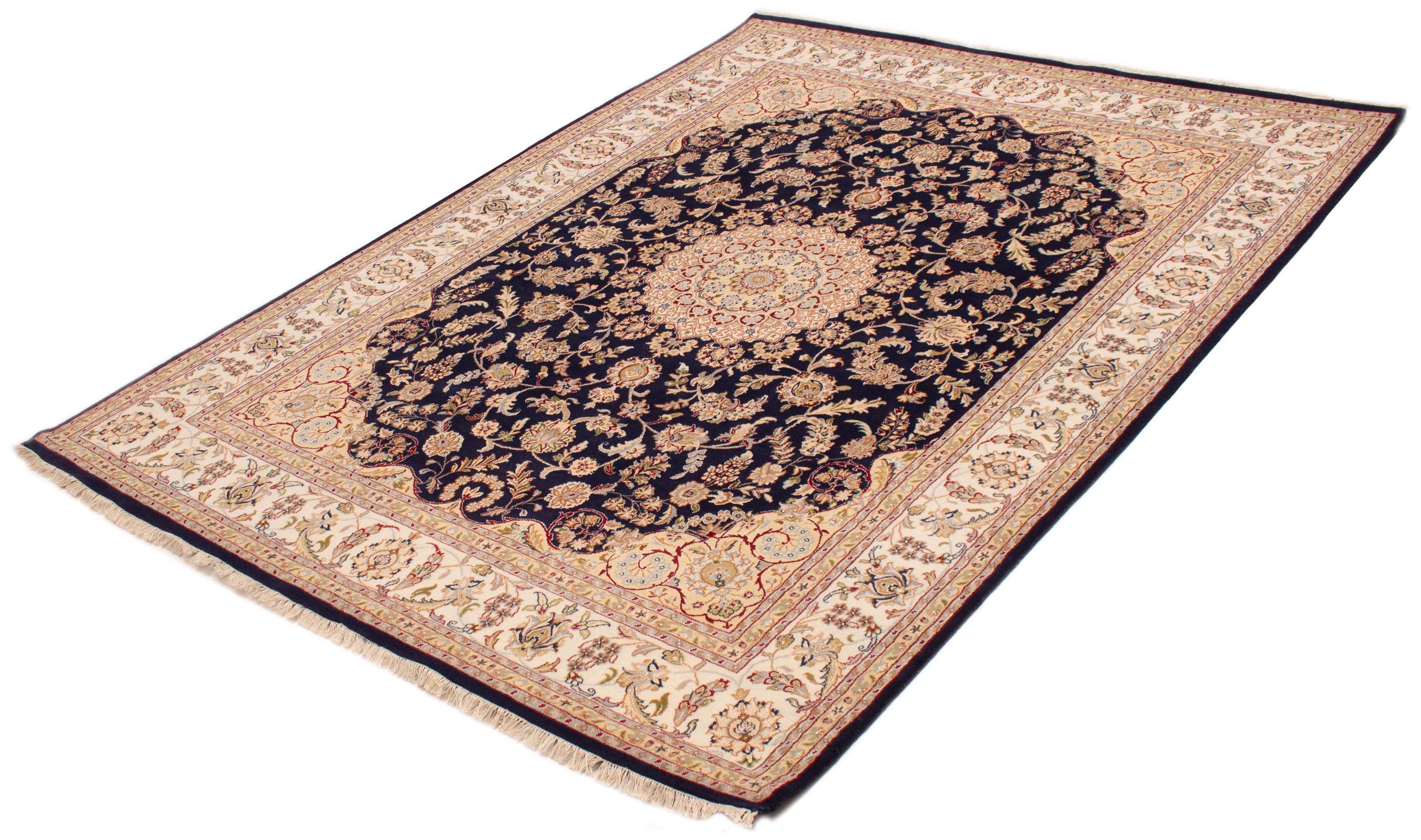 Bloomsbury Market Hand-knotted Nain Dark Navy Rug 7'8" x 10'2" | Wayfair