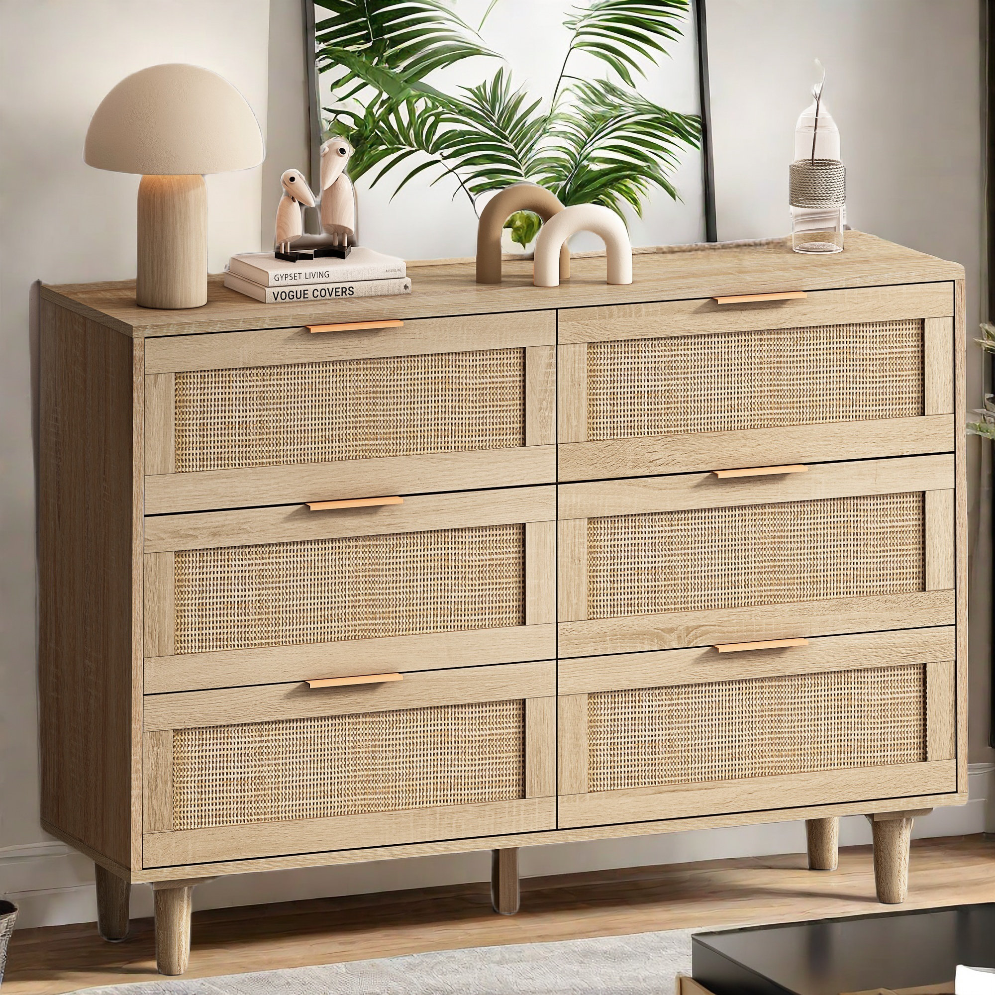 Bay Isle Home™ 43'' Modern Rattan Brynli Dresser With 6 Drawers And ...