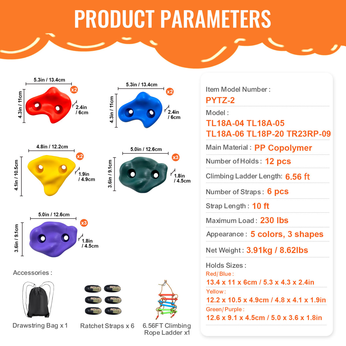 Arlmont & Co. Ninja Tree Climbing Kit 12 Climbing Holds 6 Ratchet ...