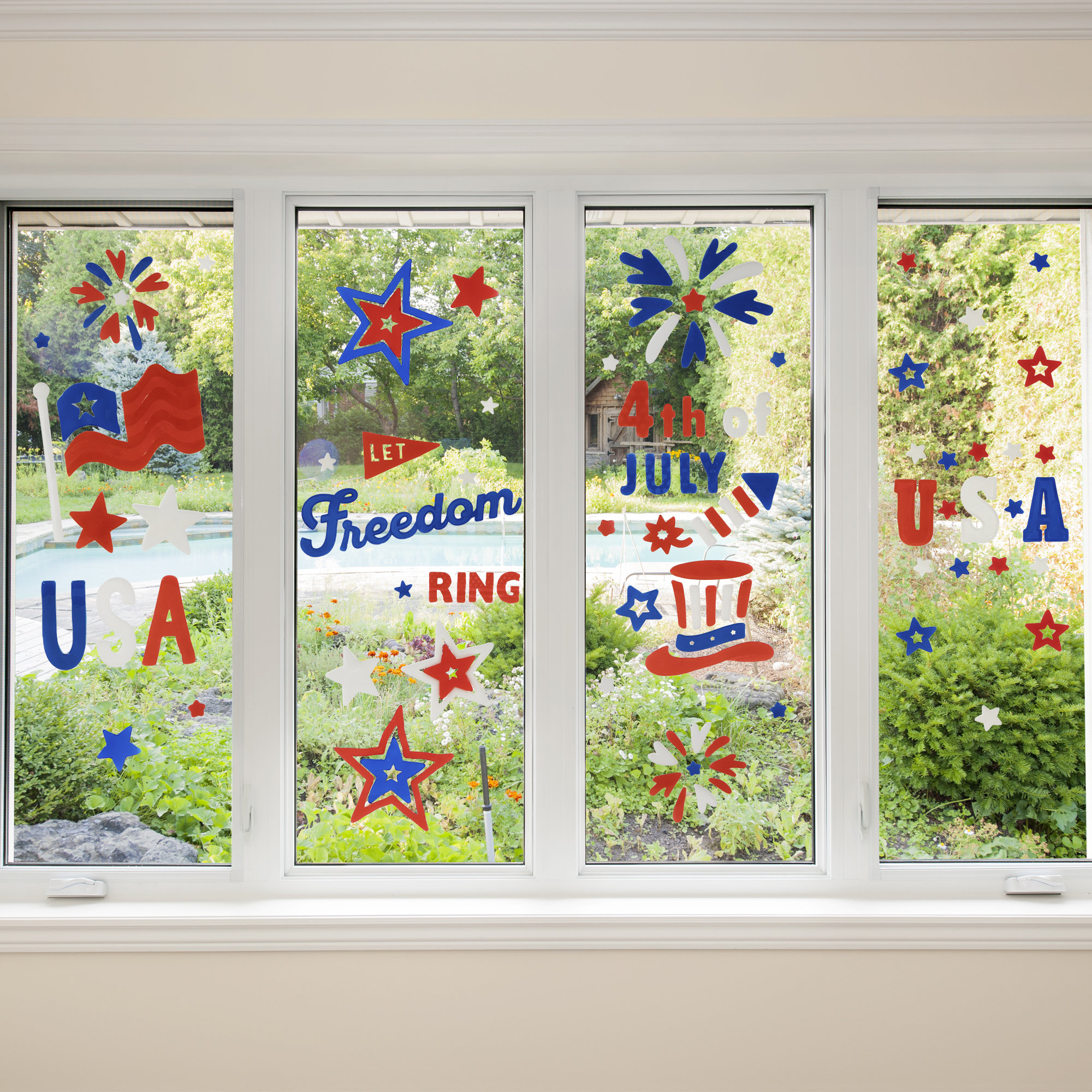 Northlight Seasonal Set Of 6 Double Sided Patriotic Celebration Gel ...