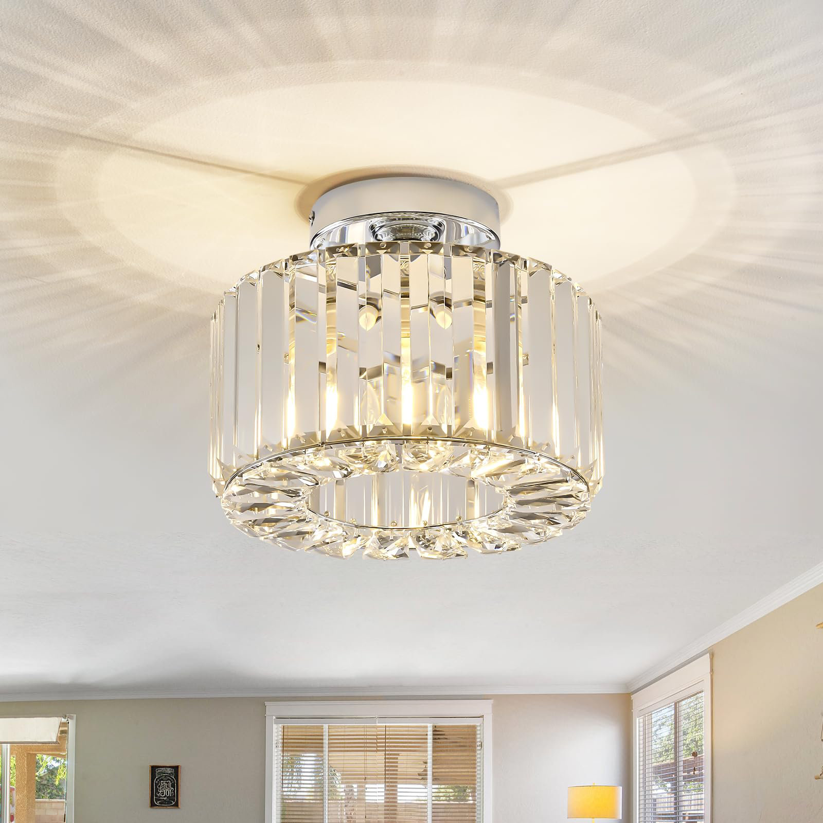 Mercer41 Crystal Ceiling Light Fixture - Semi Flush Mount Ceiling Light Modern Hallway Light ...