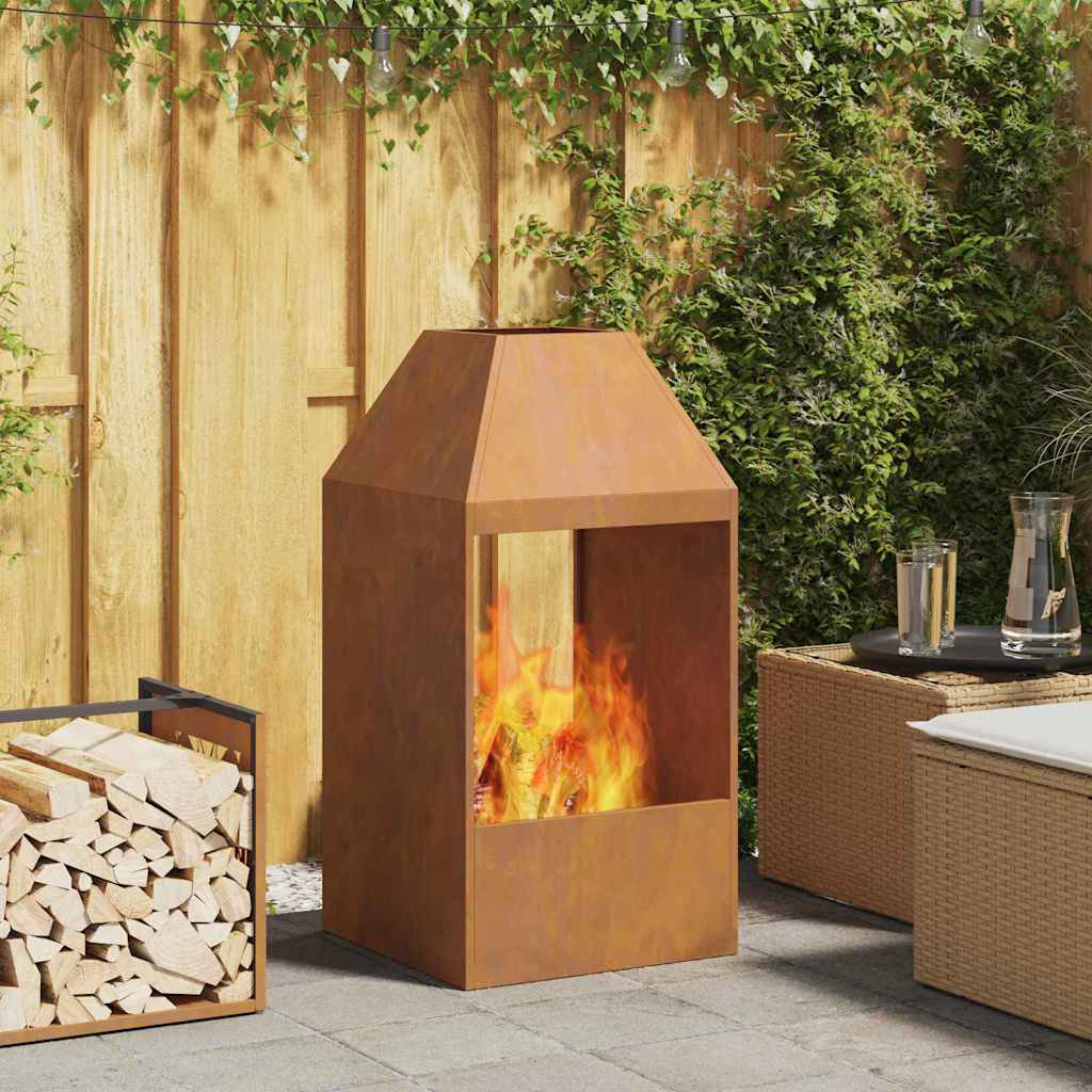 Borough Wharf Fire Pit Brown 50 X 50 X 100 Cm Weathering Steel ...