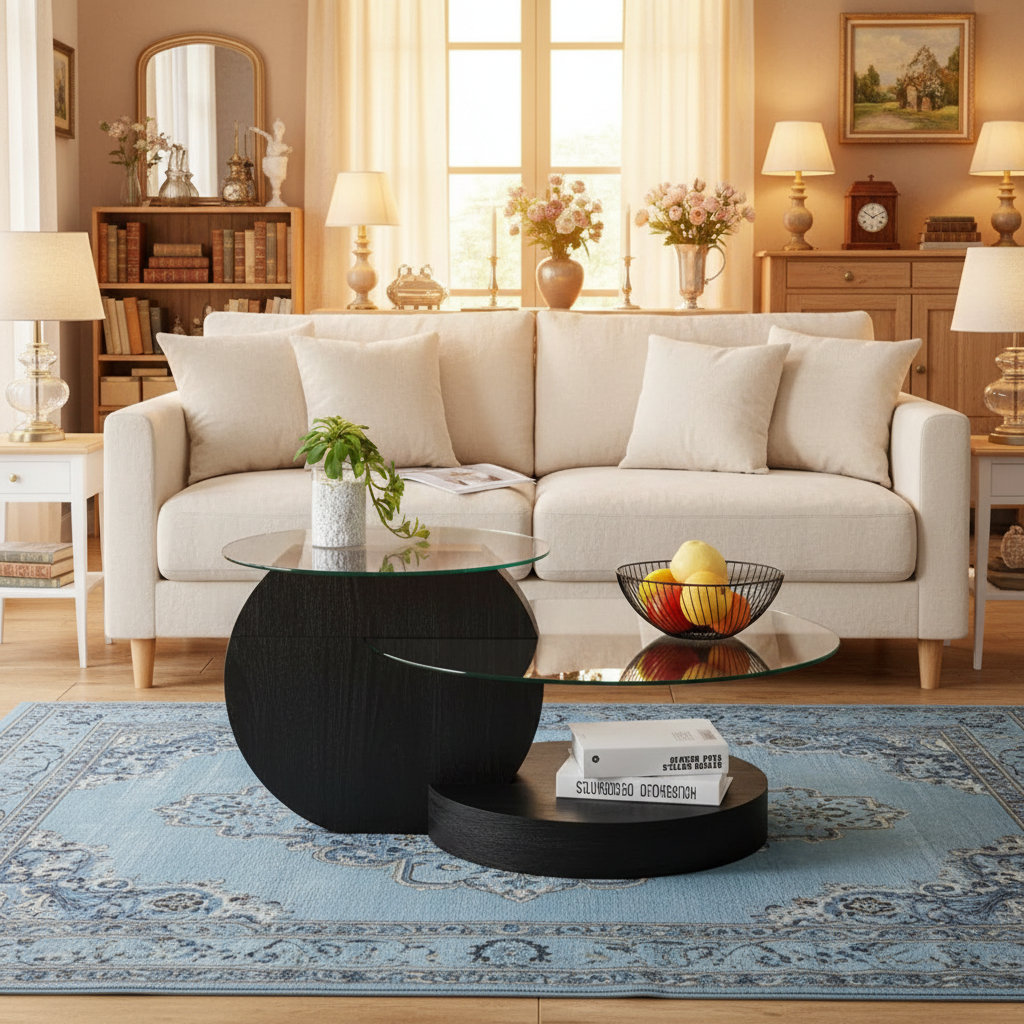 Wrought Studio™ Luxurious Round Nesting Coffee Table with Storage ...