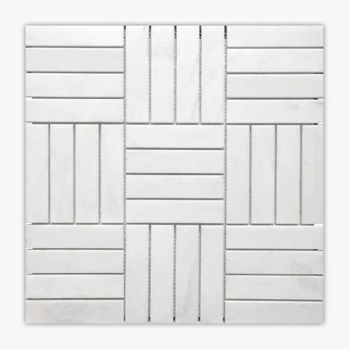 Direct Stone Source Bianco Dolomiti 12" x 12" Marble Grid Mosaic Wall ...