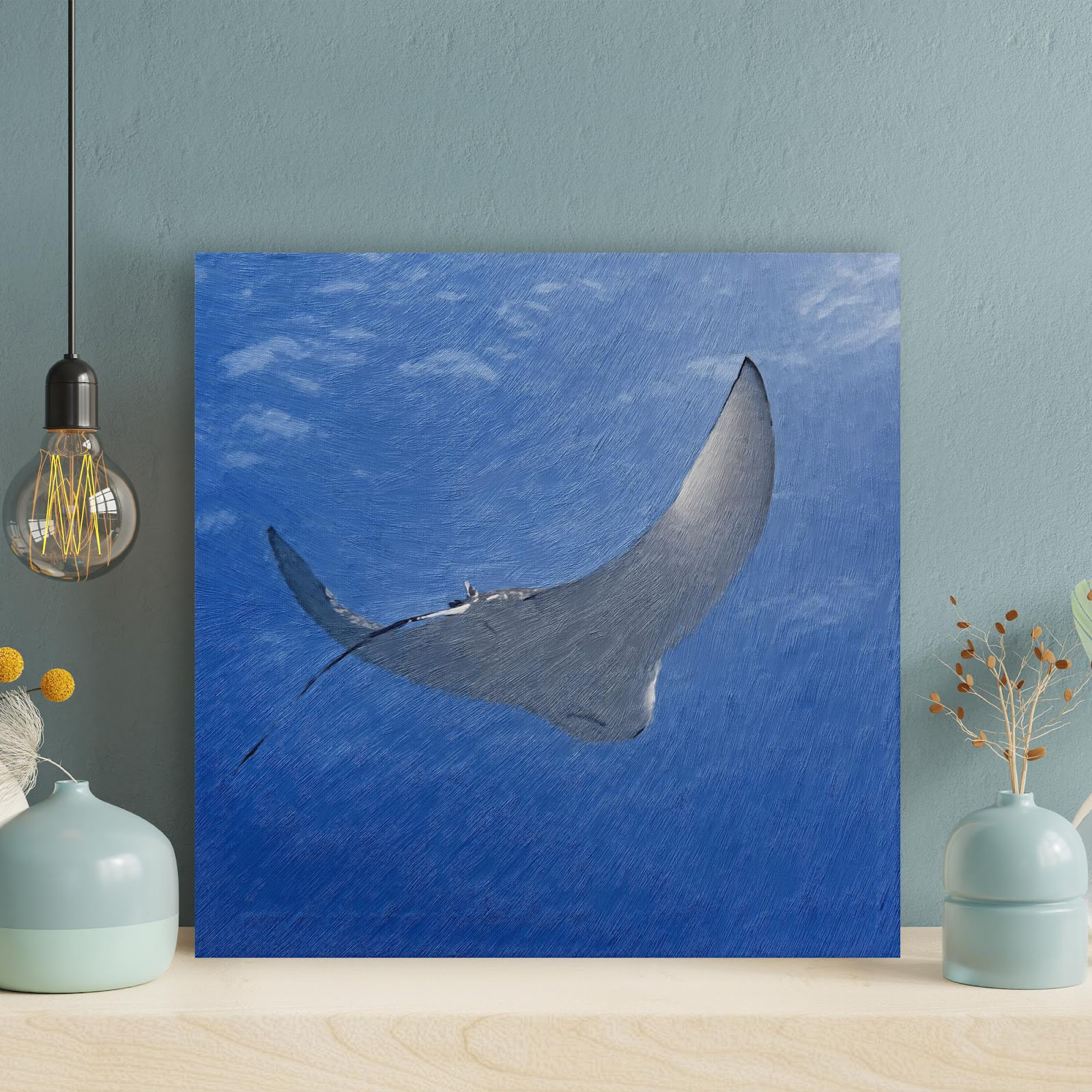 Rosecliff Heights Underneath A Ray In The Sea Water - 1 Piece Square ...