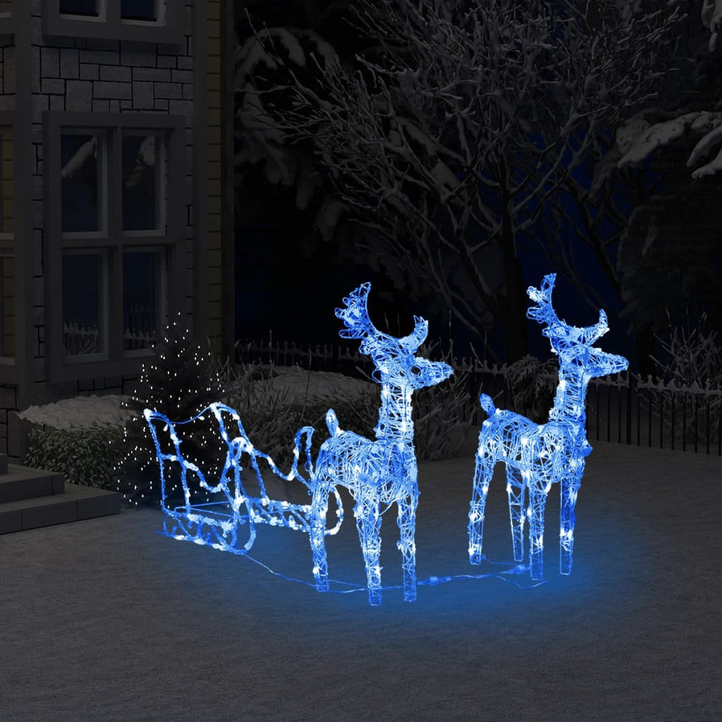 Ebern Designs Lighted Reindeer and Sleigh Christmas Decoration with ...