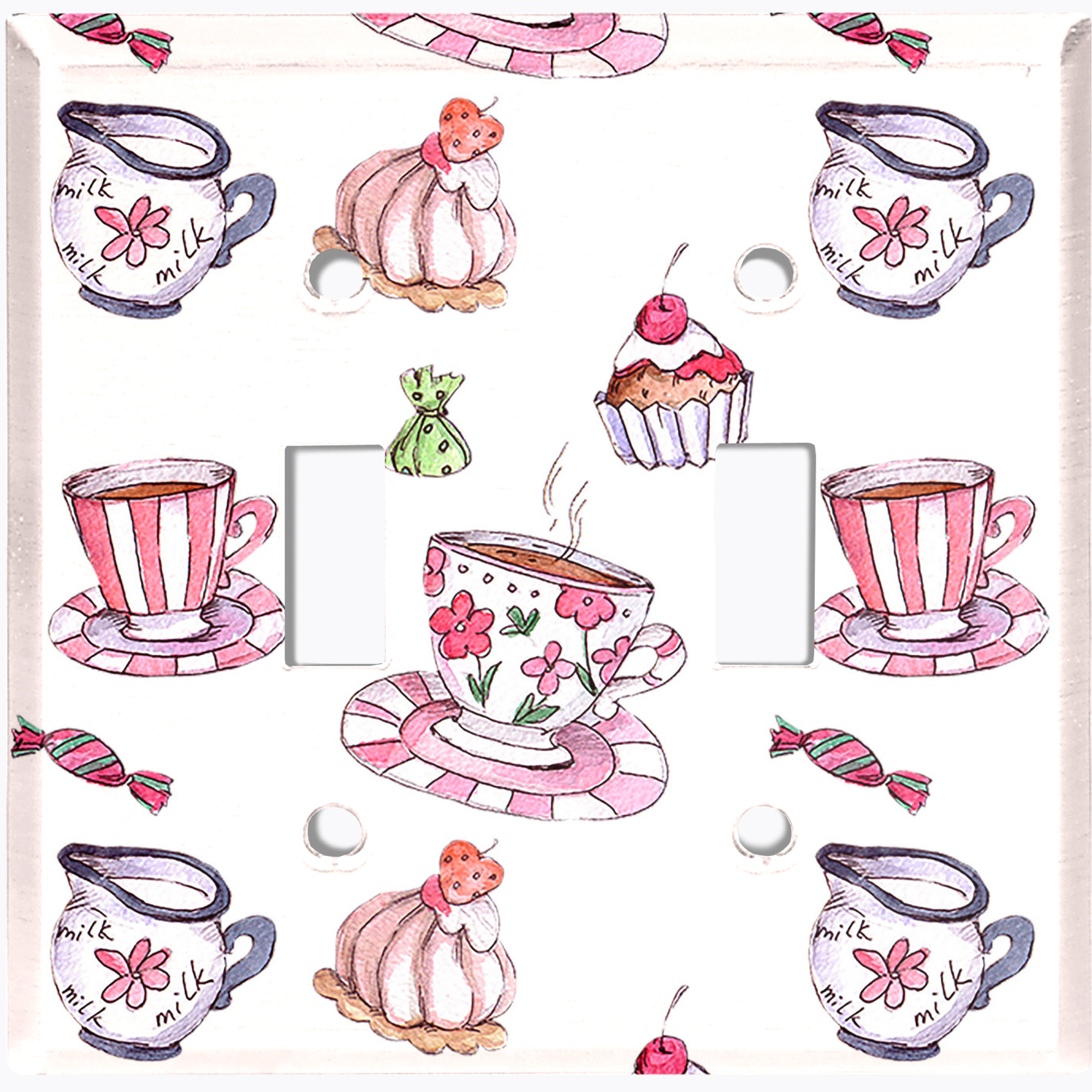 WorldAcc Metal Light Switch Plate Outlet Cover (Coffee Treats Milk Jug ...