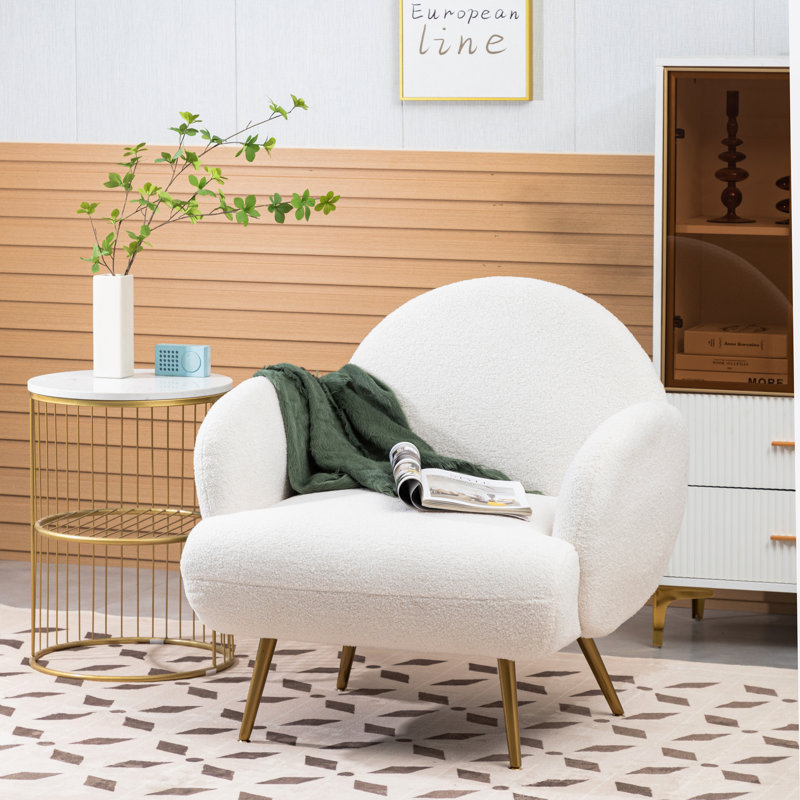 Everly Quinn Oziah Sherpa Accent Chair Upholstered Comfortable Arm ...