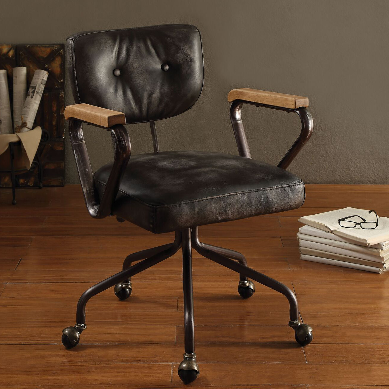 17 Stories Lipton Genuine Leather Task Chair & Reviews | Wayfair