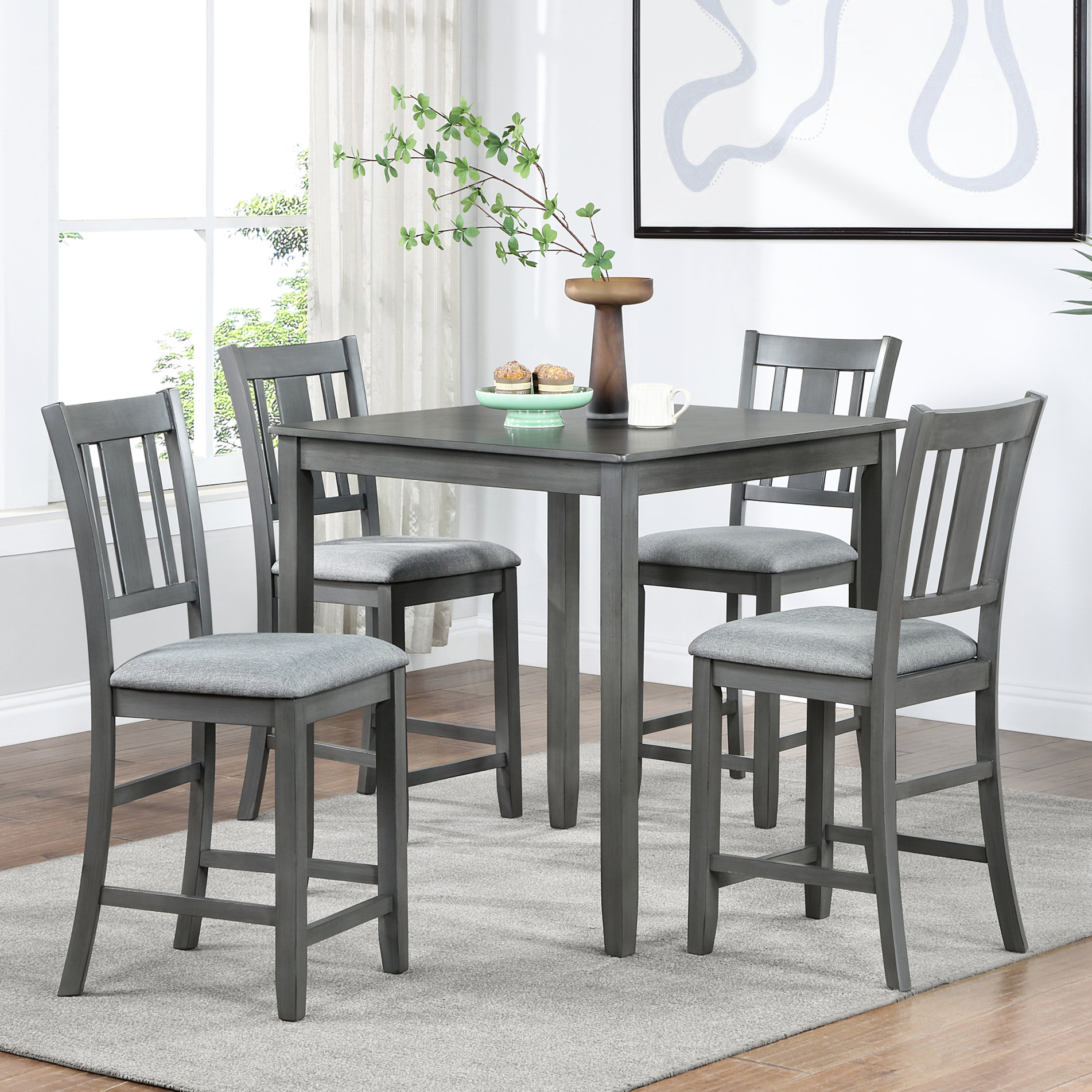 Lark Manor™ Dining Table For 4, Counter Height Gray Square, Materials ...