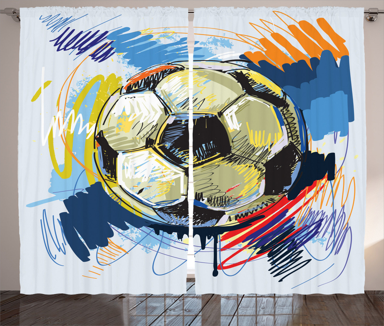 East Urban Home Soccer Semi-Sheer Rod Pocket Curtain Panels | Wayfair
