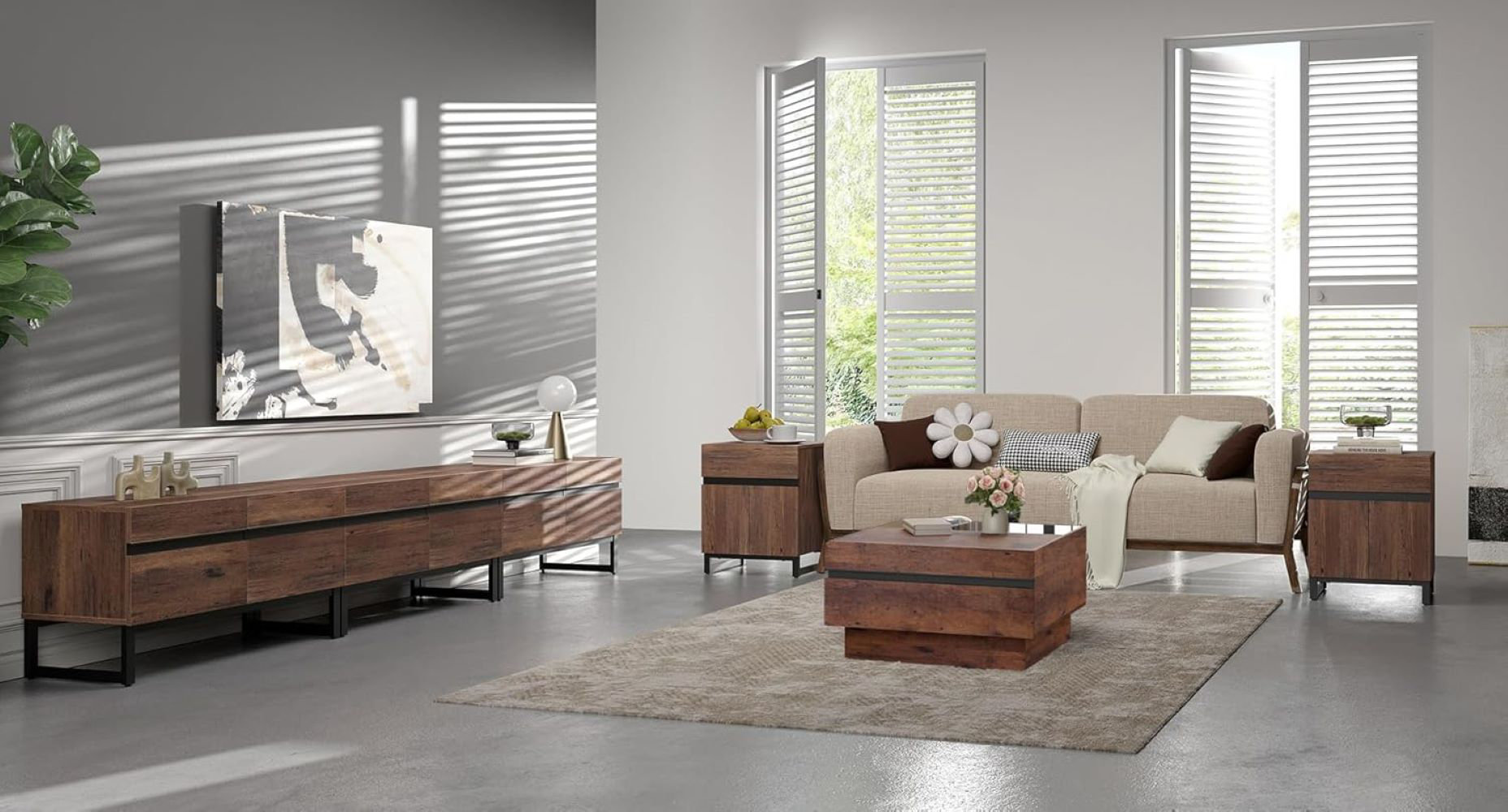 Latitude Run® Ensemble de table de salon moderne Nellie, meuble télé de ...