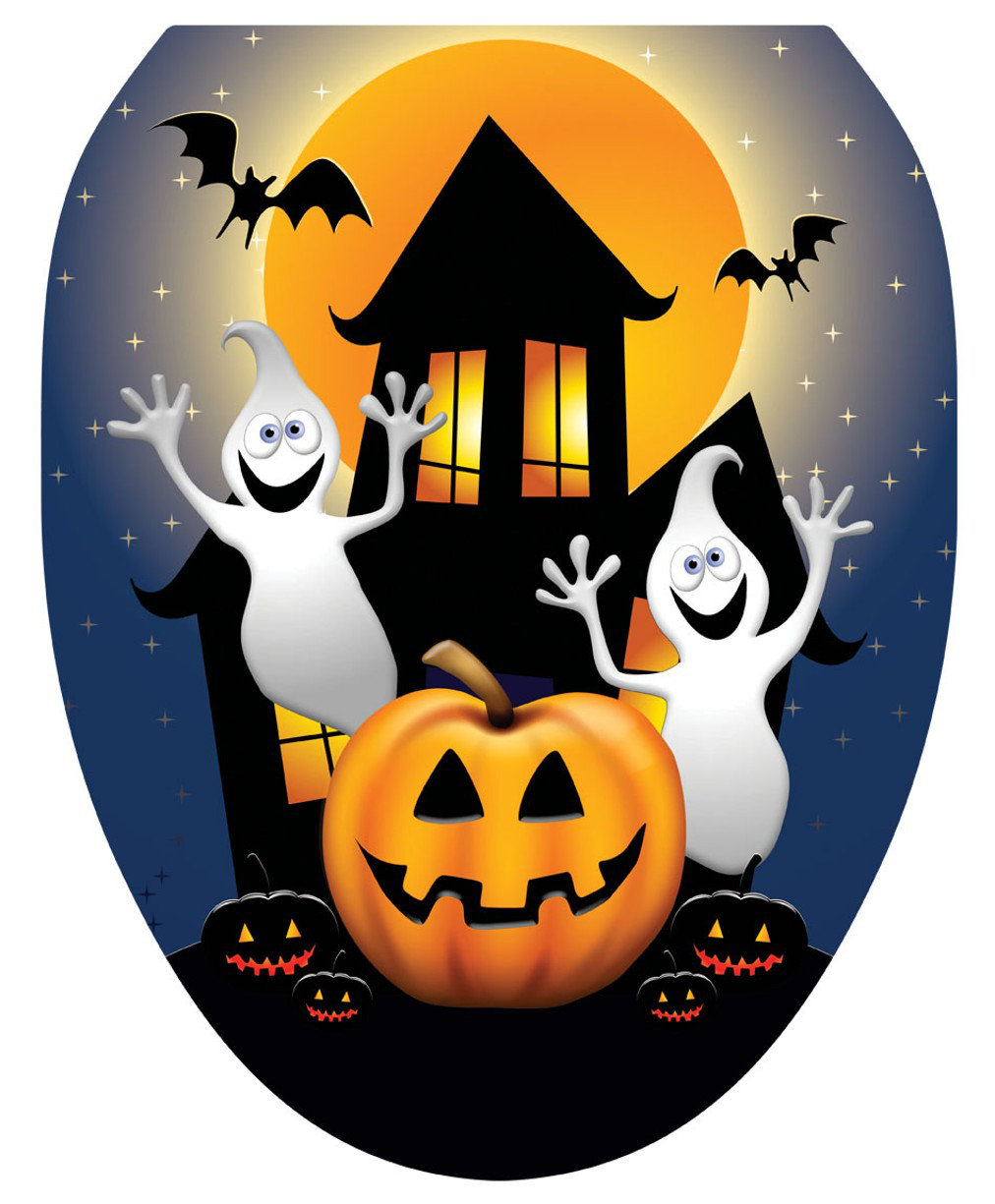 Toilet Tattoos Halloween Ghost House Toilet Seat Decal – Toilet Tattoos ...