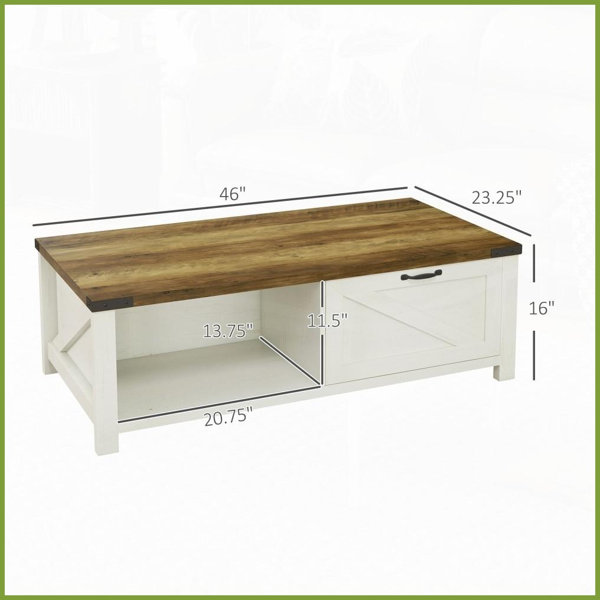 Ophelia & Co. HOMCOM Rustic Farmhouse Coffee Table with Storage Drawer ...