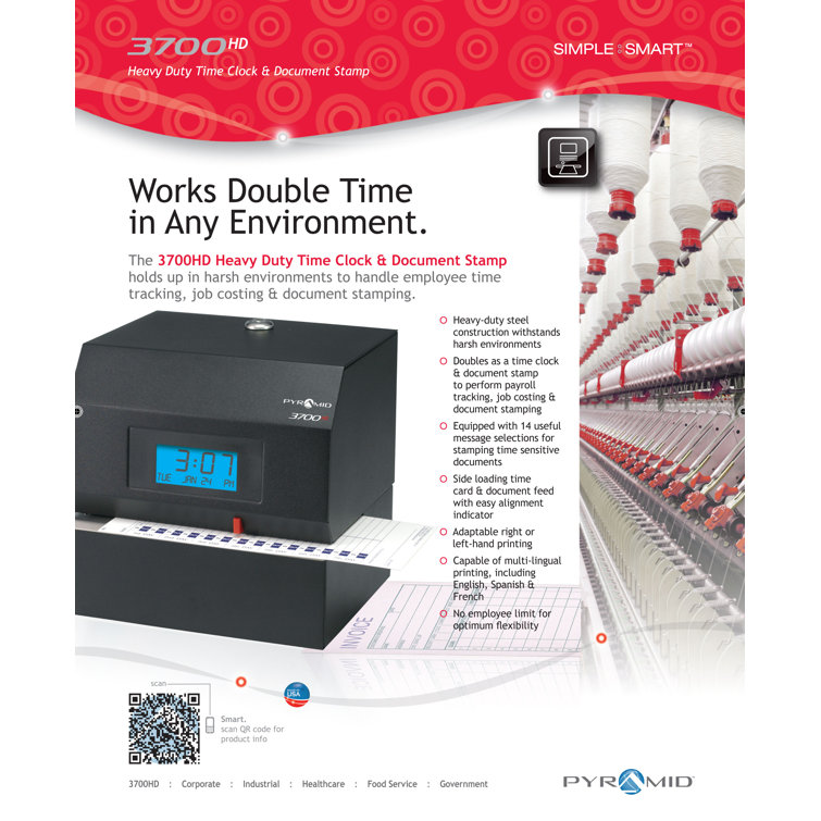 Pyramid 3700 Heavy Duty Time Clock and Document Stamp | Wayfair