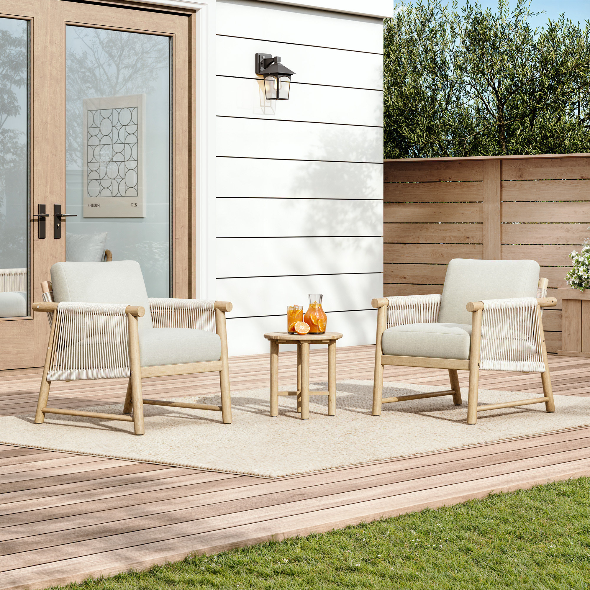 Ebern Designs 2-Person Outdoor Seating Group With Cushions & Reviews ...