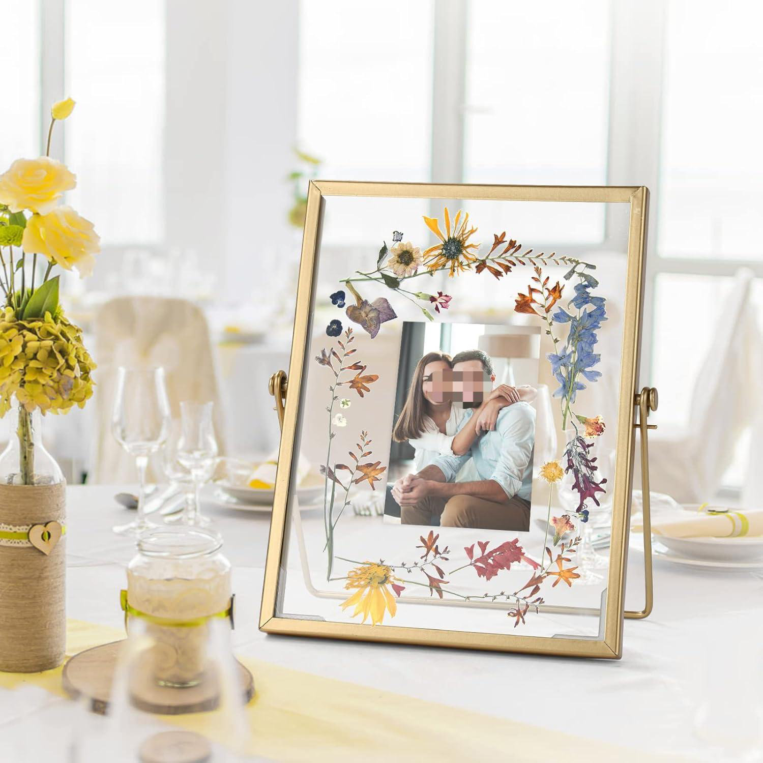 Hokku Designs Gold Picture Frame Set, 68 Pcs Dried Flowers And Tweezer ...