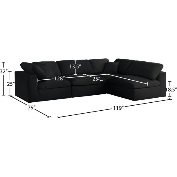 Latitude Run® Burrows 4 - Piece Upholstered Sectional & Reviews | Wayfair
