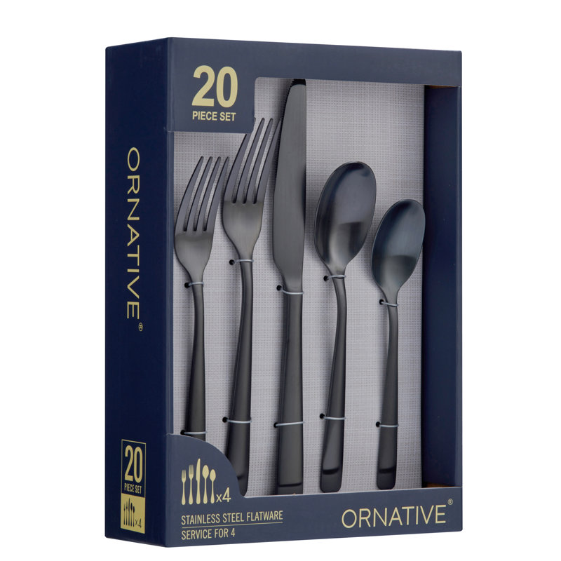 Ornative Flatware Aabbye 18/0 Stainless Steel 20 Pieces Flatware Set ...