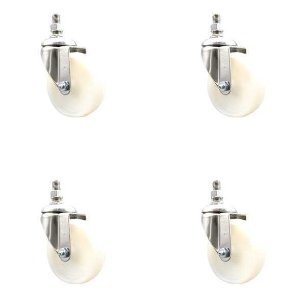 Service Caster 316SS Nylon Wheel Swivel Threaded Stem Caster Set ...