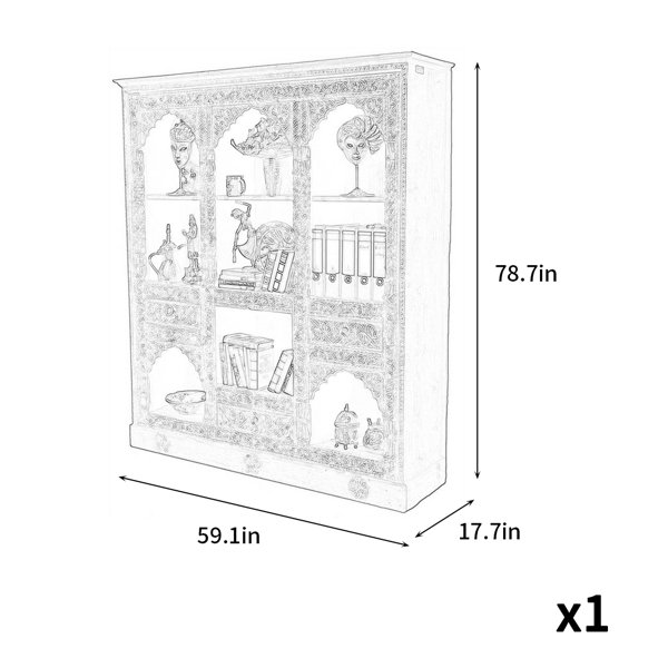 Licalilo Southeast Asian Style Vintage Exquisite Bookcase | Wayfair