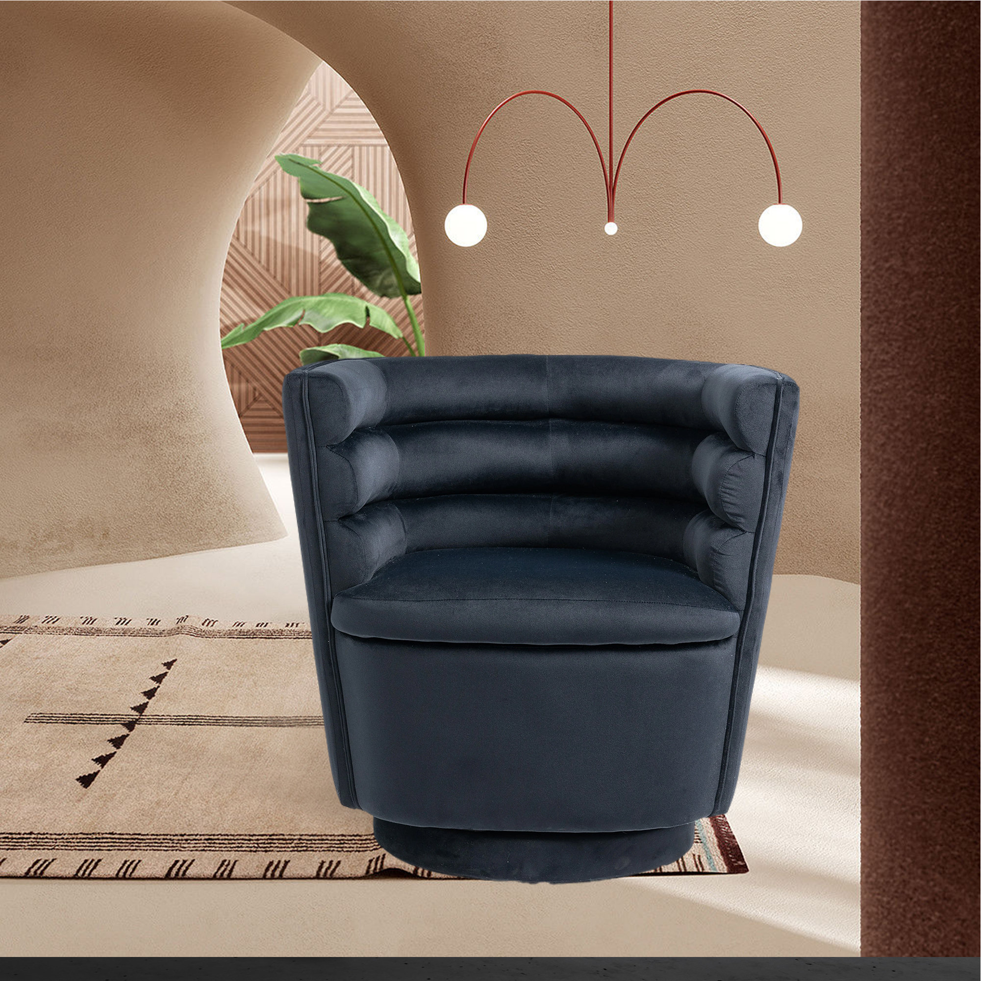 Mercer41 Masafumi Velvet Swivel Barrel Chair | Wayfair