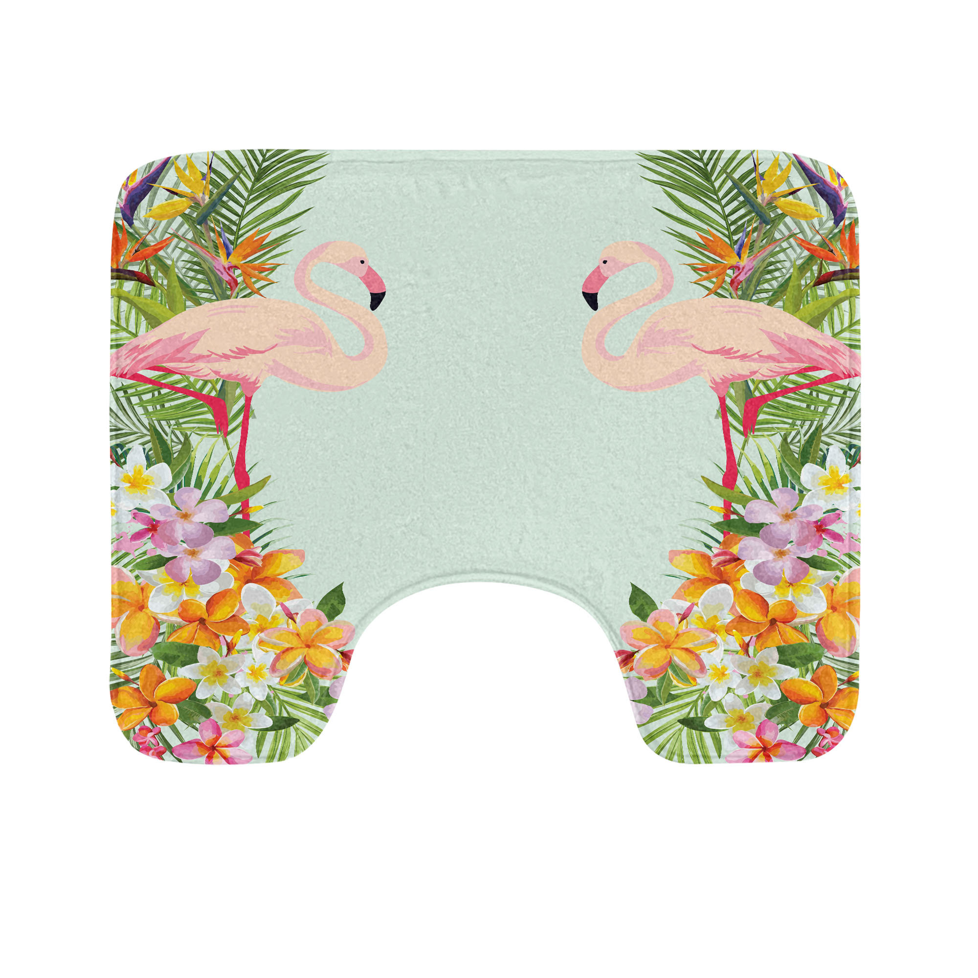 East Urban Home Flamingo Toilet Mat U-Shape Bathroom Rug 20" Pale Blue ...