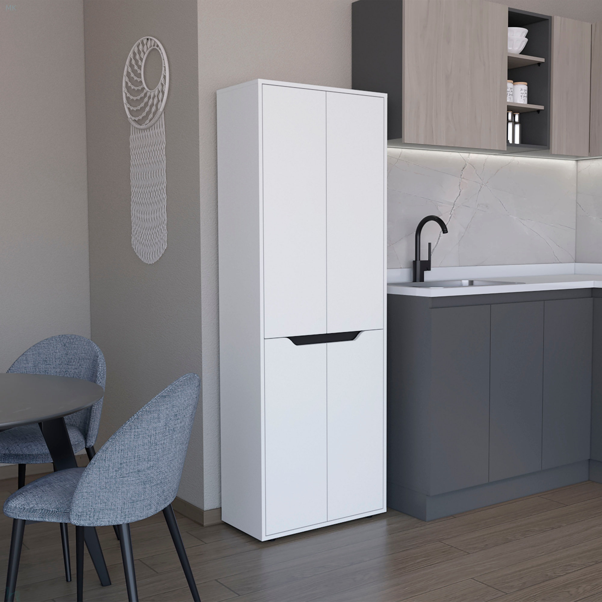 Ebern Designs Garde-manger avec quatre portes et cinq tablettes ...