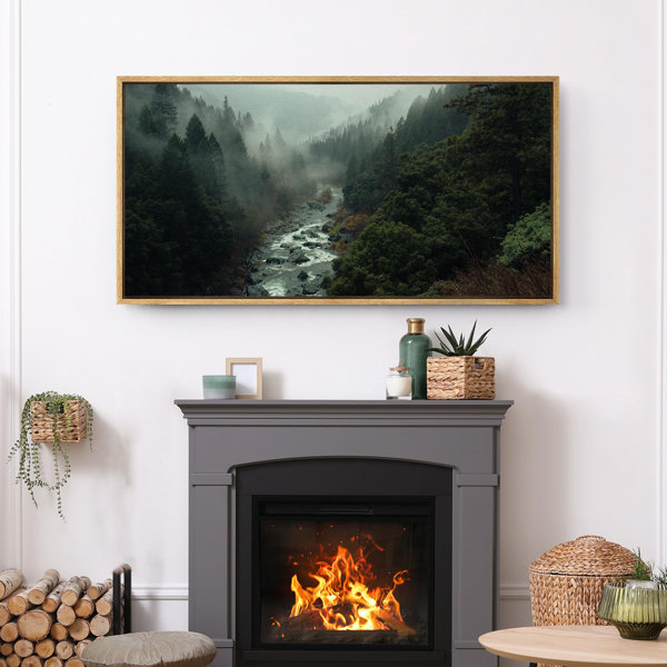 IDEA4WALL Mystical Misty Forest River Modern Art Extra Large Artwork ...