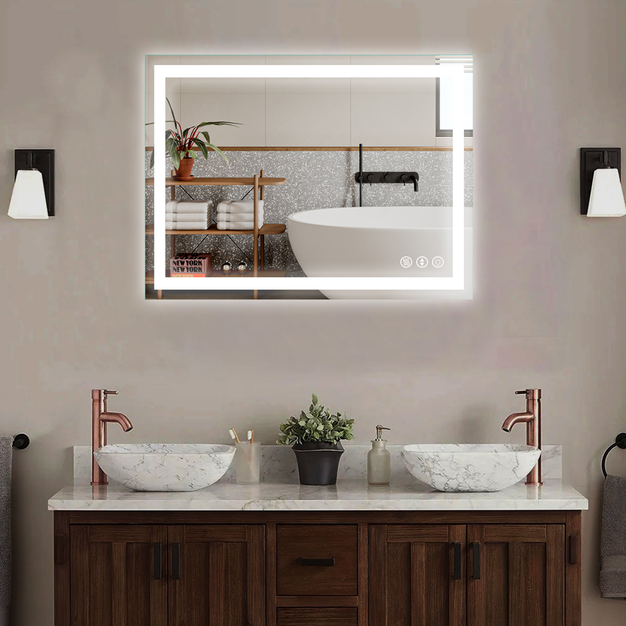 Brayden Studio® Tovey Rectangular LED Mirror Anti-Fog, Dimmable ...