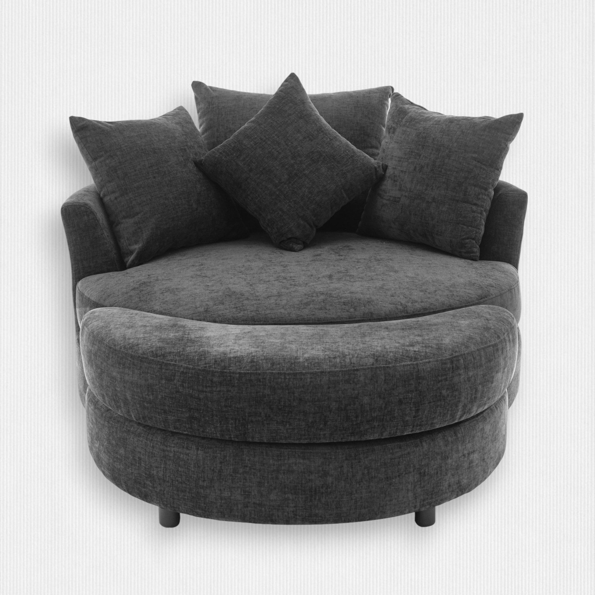 Orren Ellis Ryelle Upholstered Swivel Barrel Chair with Ottoman | Wayfair