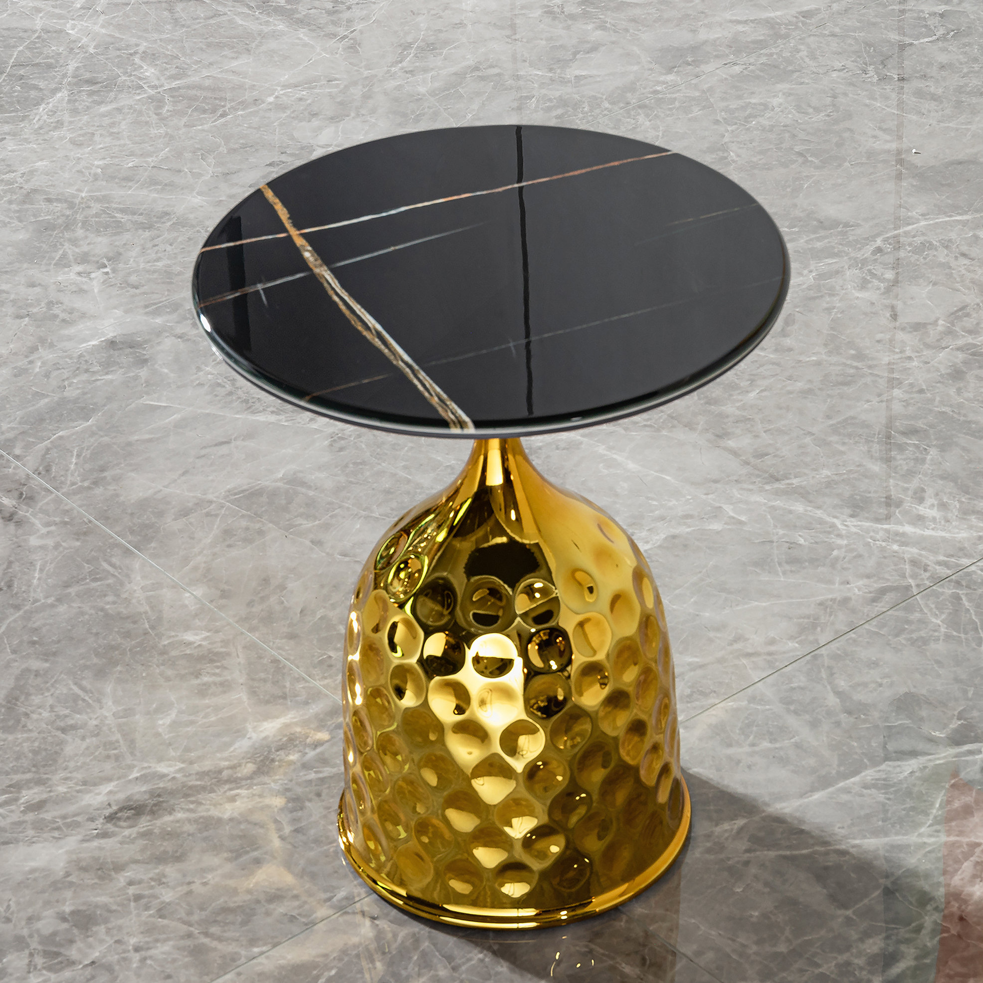 Mercer41 Sofa Side Table, Iron Round Tray Coffee Table, Bedroom Bedside ...