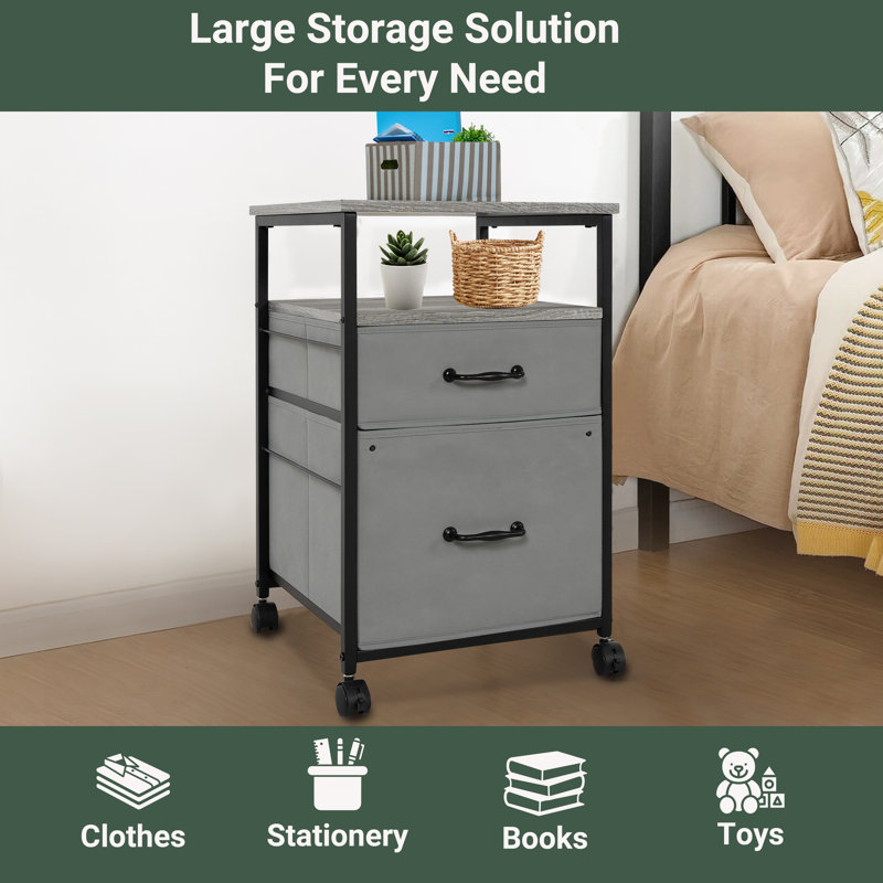 Ebern Designs Fabric Storage Cabinet with 2 Drawers & Shelf, Filing ...