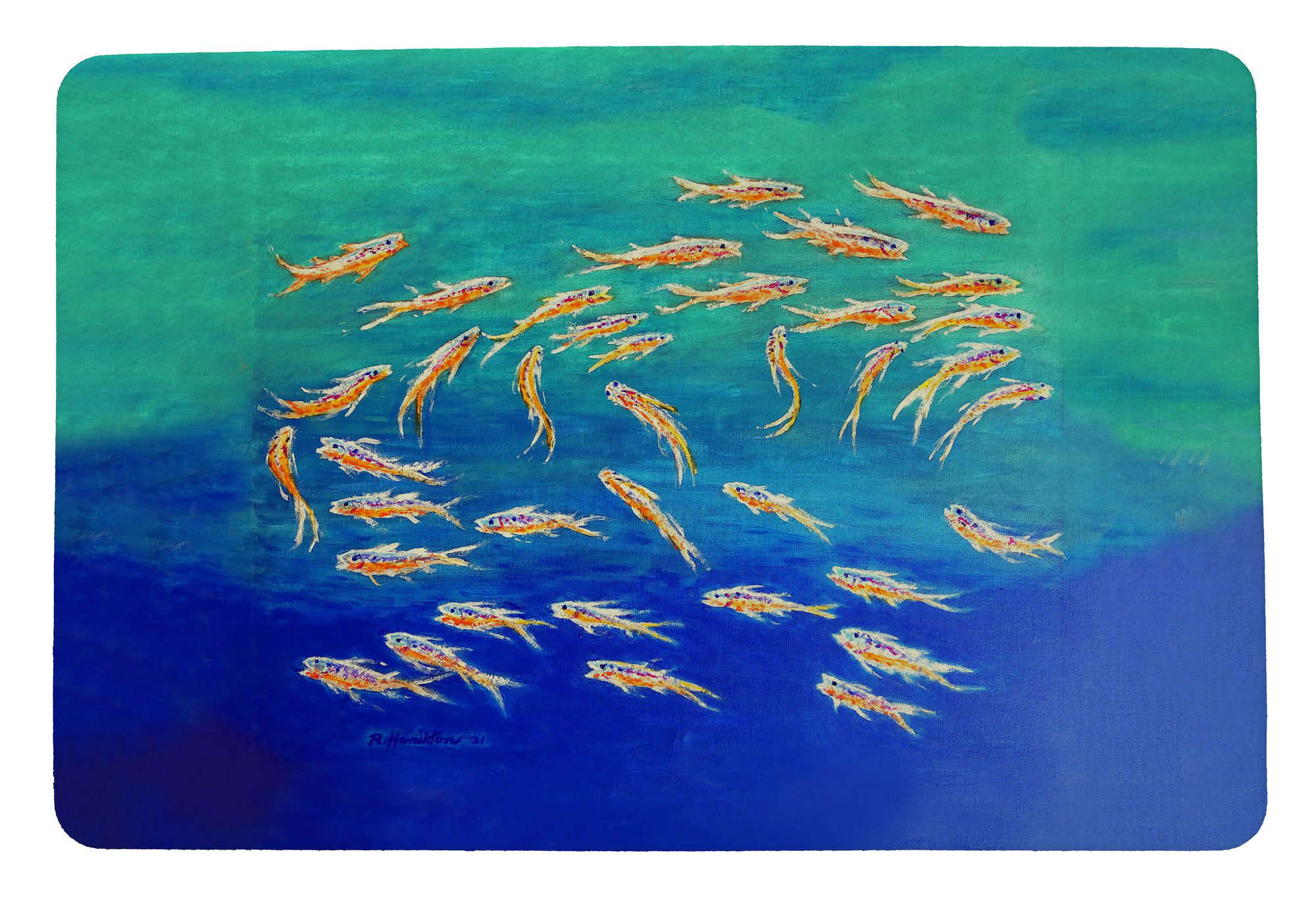 East Urban Home Schooling Fish 18" x 26" Non-Slip Outdoor Door mat ...