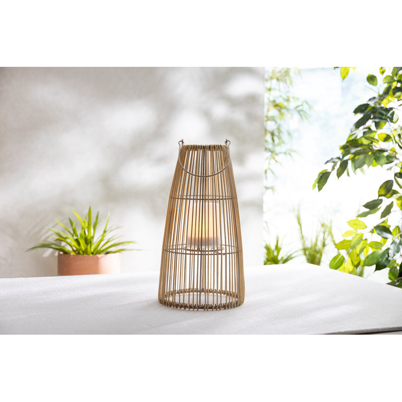 Everlasting Glow 15 Inch Rustic Decorative Solar Rattan Lantern | Wayfair