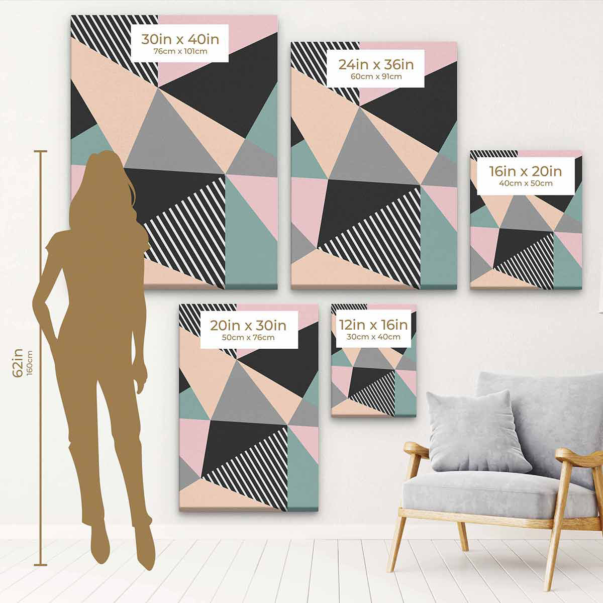 Ivy Bronx Triangle Pattern On Canvas Print | Wayfair