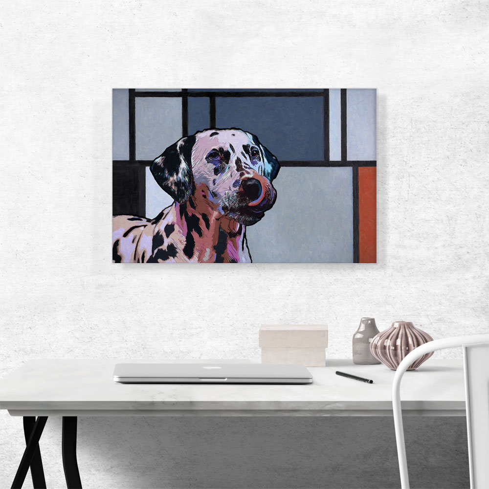 ARTCANVAS Dalmation Dog Breed Colourful Geometric Canvas Art Print ...