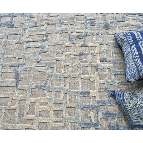 Exquisite Rugs Vista Hand Loomed Geometric Area Rug in Gray/Blue | Perigold