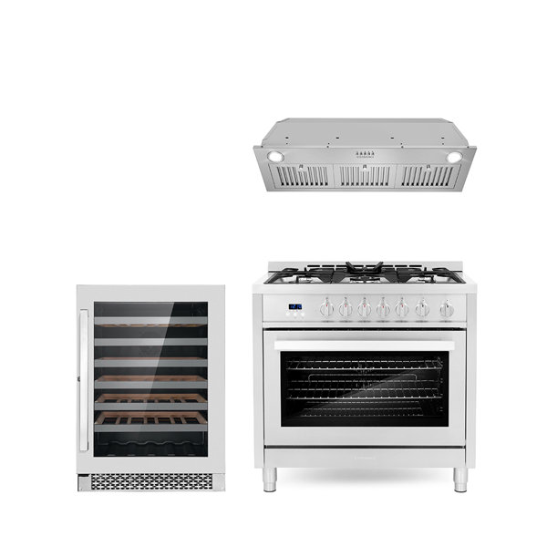 Cosmo Ensemble de cuisine 3 pièces avec hotte autoportante à double ...