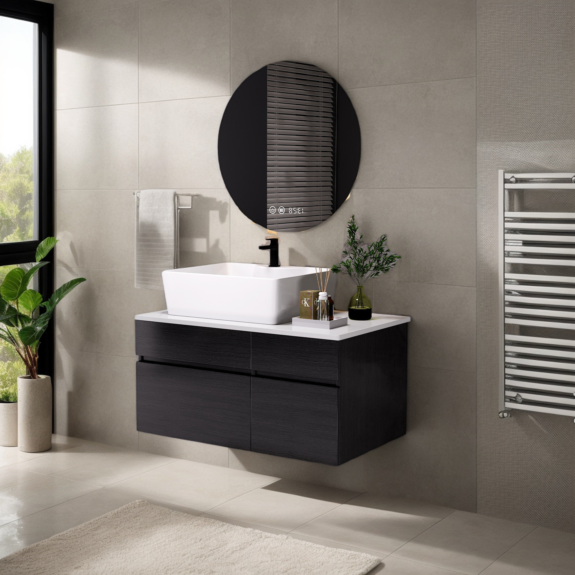 Ebern Designs 31.5" Floating Single Bathroom Vanity Set, Modern Wall ...