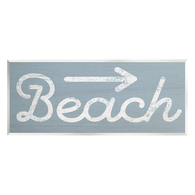 Stupell Industries Vintage Beach Arrow Pointing Sign Grain by Daphne ...