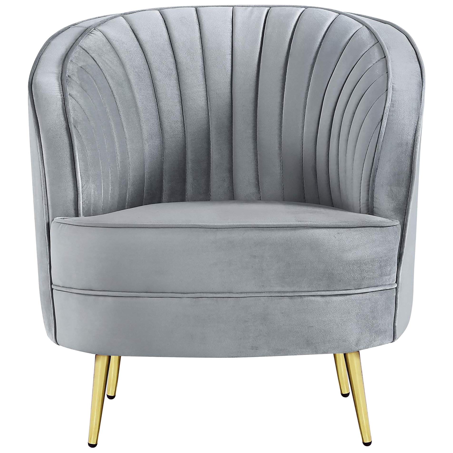 Everly Quinn Modern Grey Chair, Soft Velvet Framework Chair Accent With ...