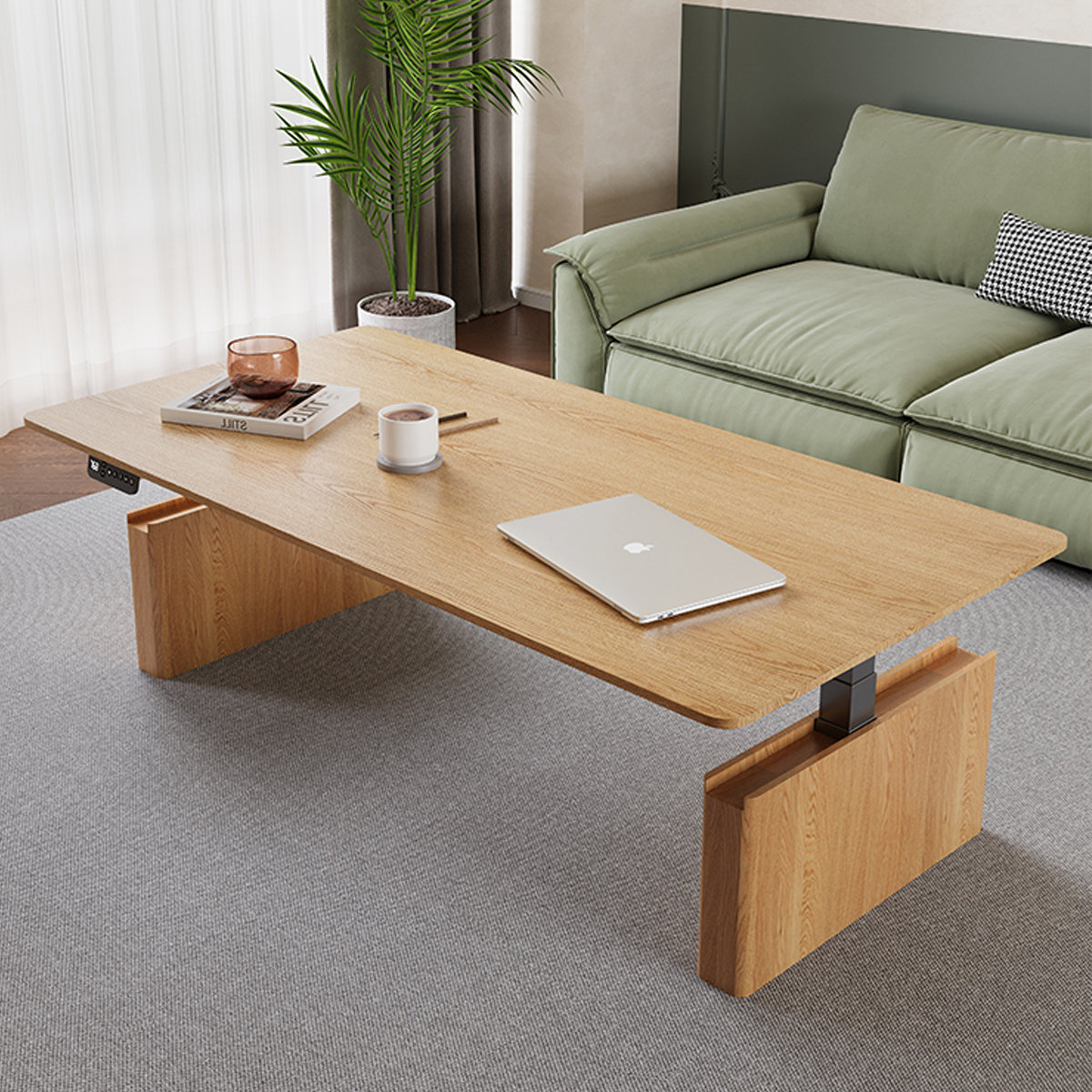 Wren Decors Wood color Rectangular Hight adjustable Solid wood Desks ...