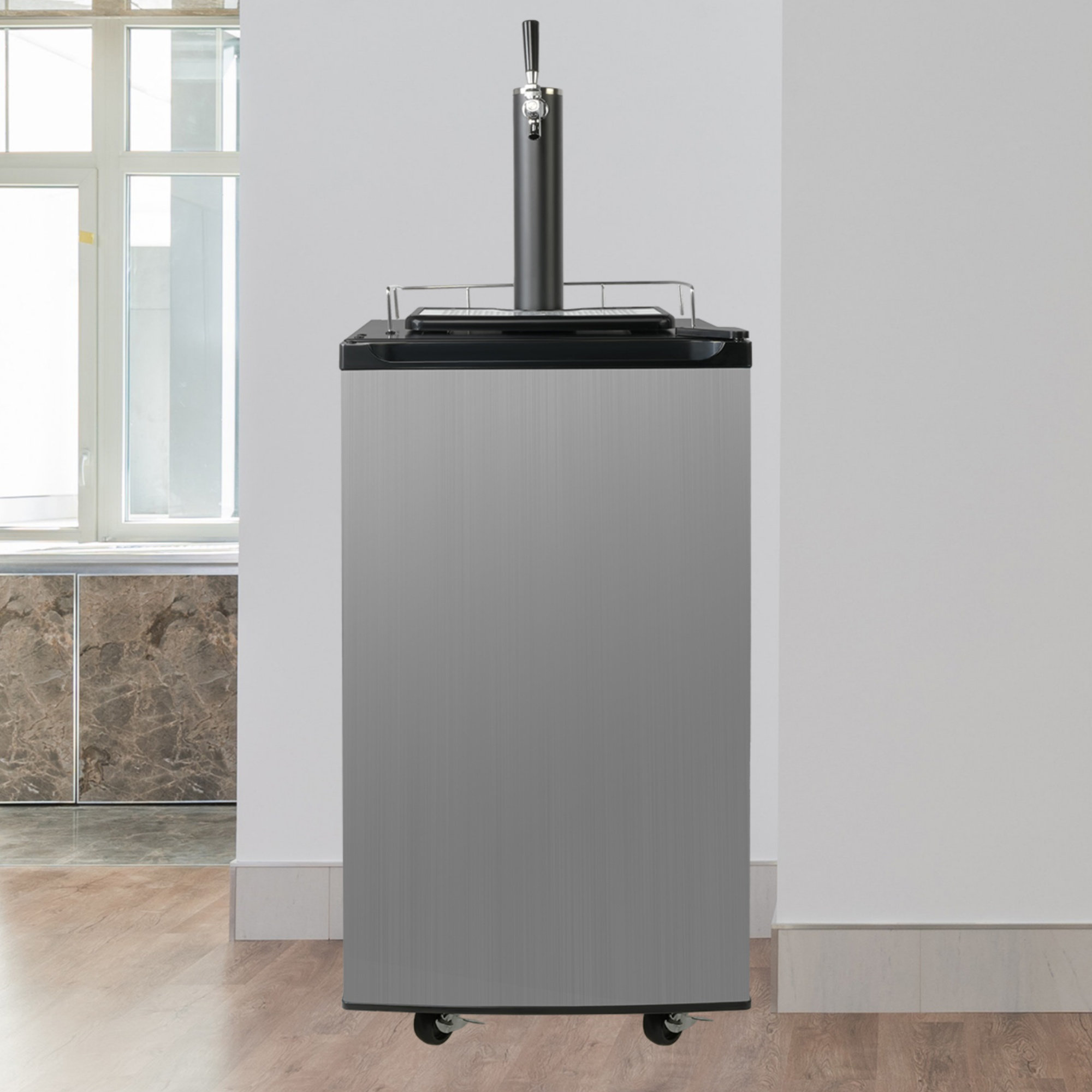 ACEM 3.4 Cubic Feet Single Tap Freestanding Kegerator with Adjustable ...