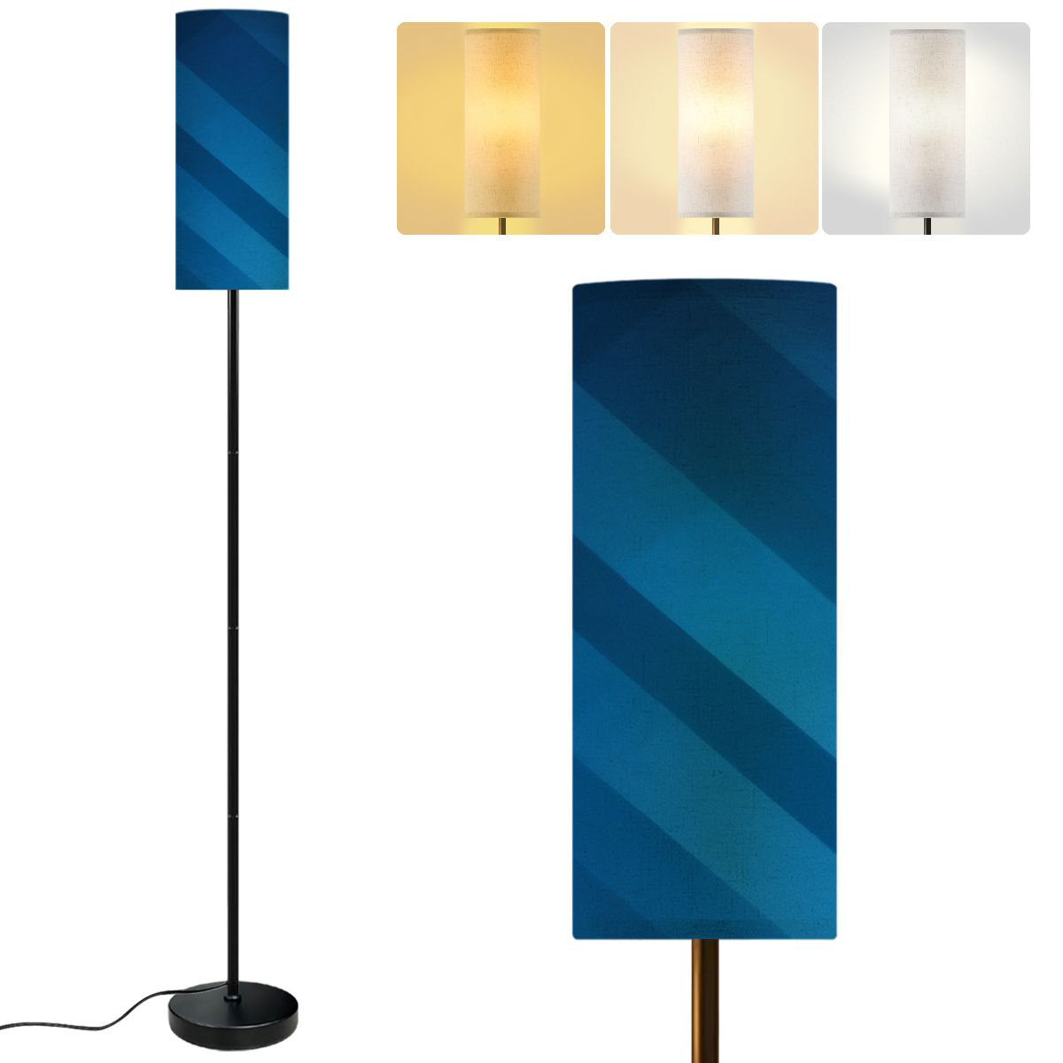 East Urban Home 68.5" Standing Floor Lamp Blue abstract box rectangle ...